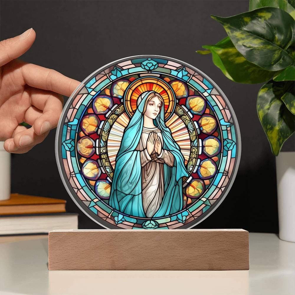 Orthodox Catholic Blessed Virgin Mary Stained Glass Style Plaque ...