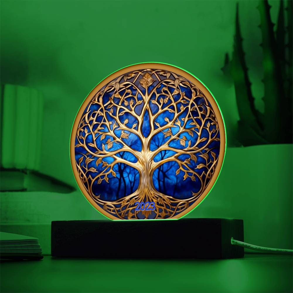 Stained Glass Style Tree of Life Plaque Stained Glass Pattern, Faux ...