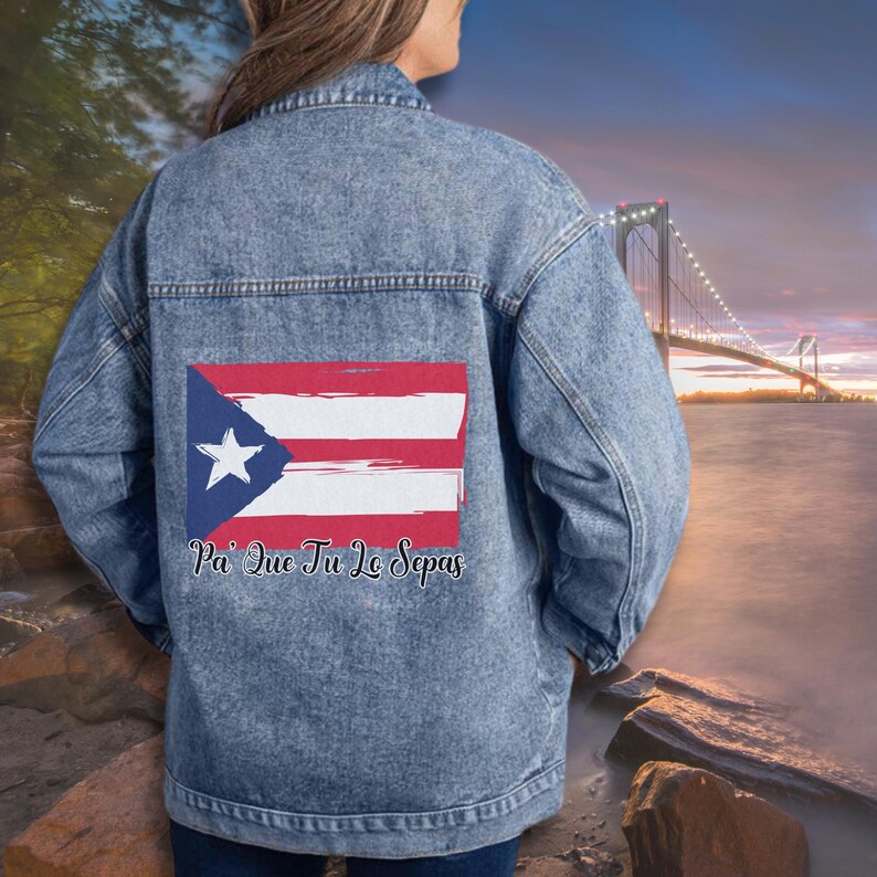 Custom Puerto Rico Flag Denim Jacket, Latina, Mama Jean Jacket, Tia ...