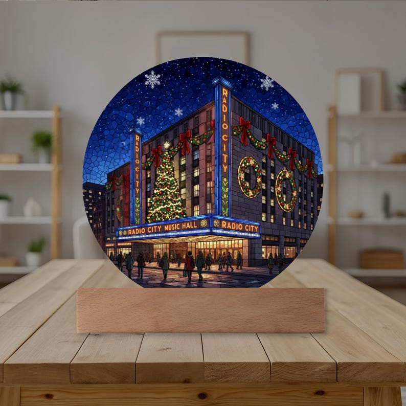Radio City Music Hall Christmas Ornament or LED Plaque – Stained Glass ...