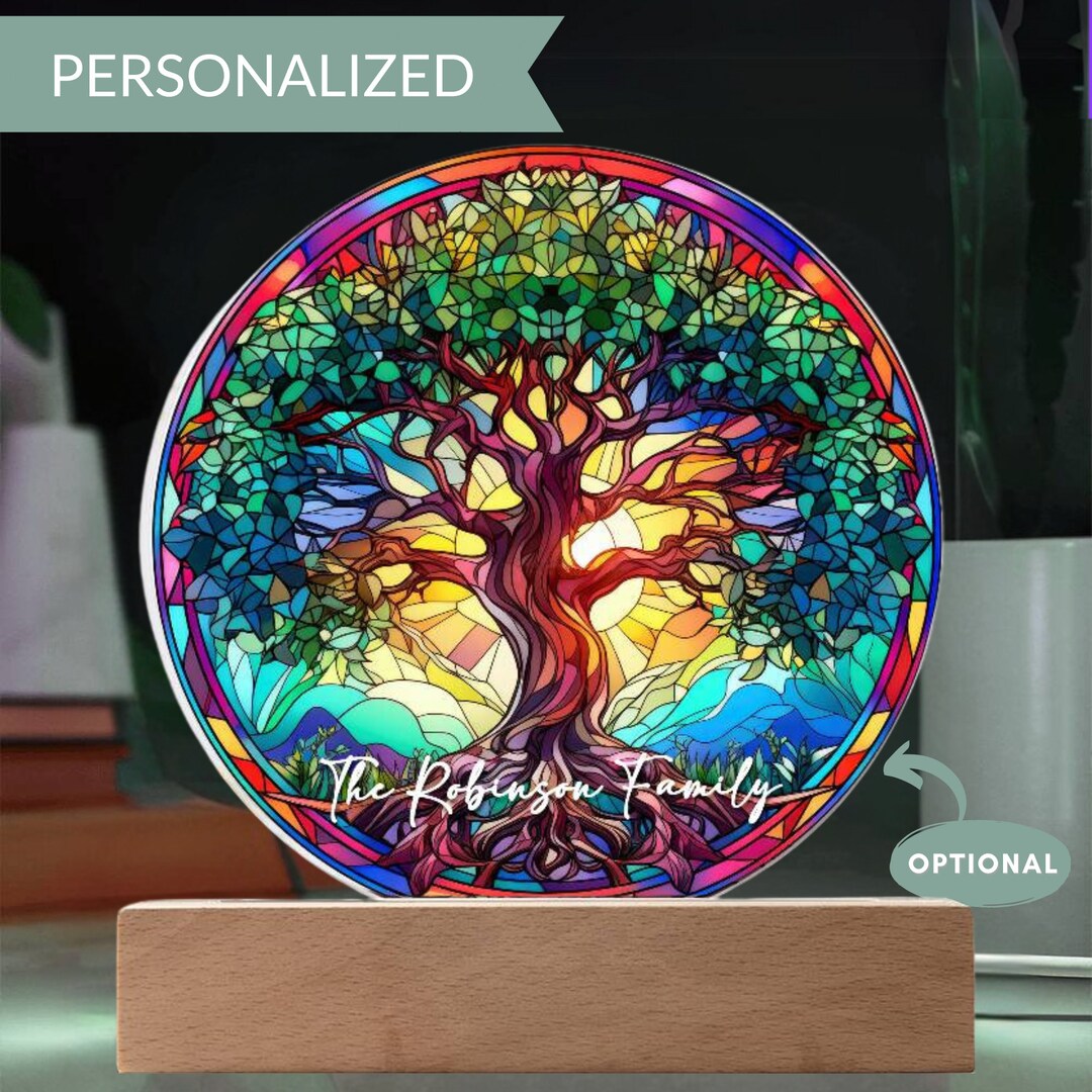 Stained Glass Style Tree of Life Plaque, Stained Glass Pattern, Faux ...