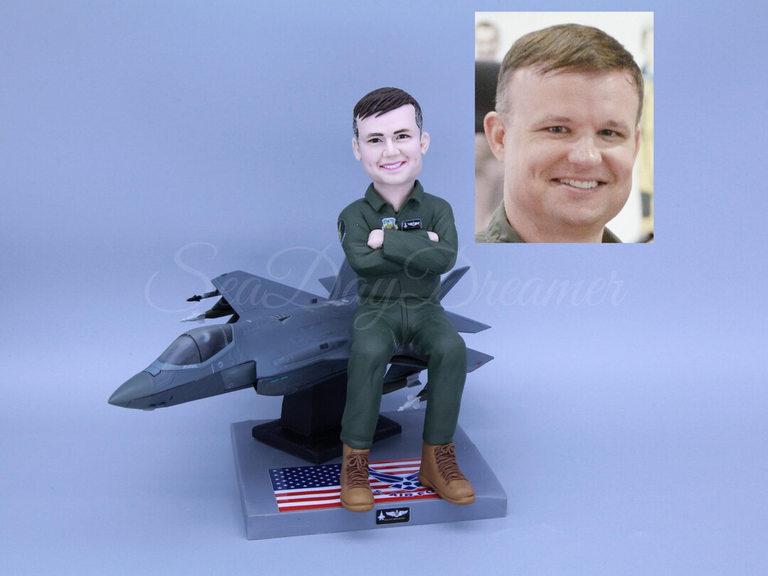 Custom Pilot Bobblehead and Plane, Jet Pilot Figurine, Air Force ...