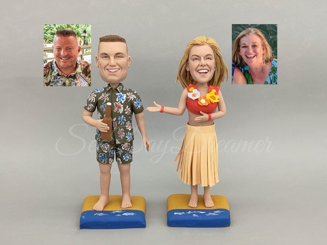 Custom Hawaii Couple Bobbleheads, Beach Wedding Cake Topper ...