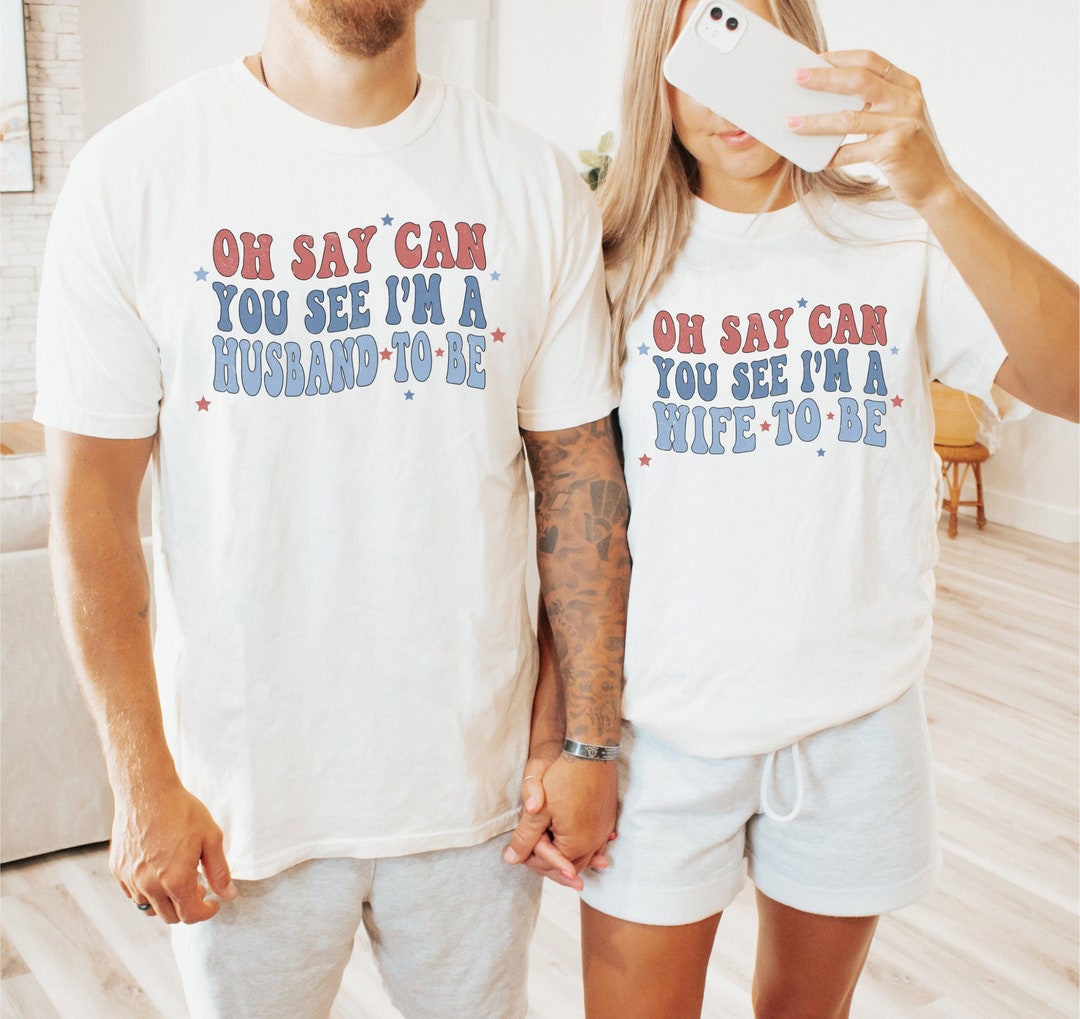4th of July Engagement Announcement Shirts, Patriotic Couples Shirts ...