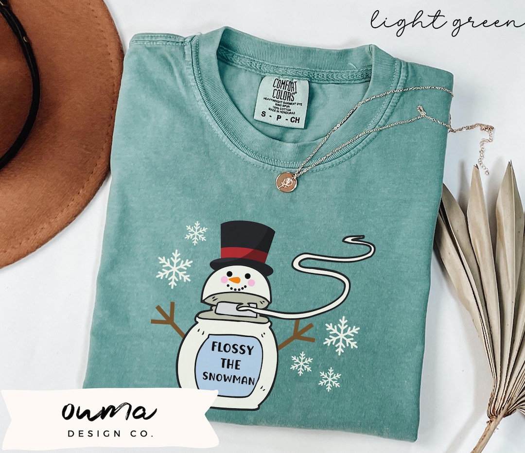 Flossy the Snowman Dentist Tshirt, Comfort Colors Dental Christmas Shirt, Dental Hygienist T ...