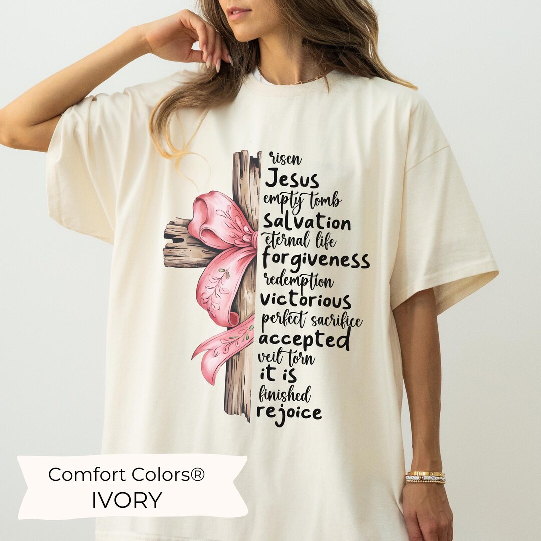 Christian Easter Shirt, Pink Bow Cross T-shirt Pink Bow Jesus Easter ...