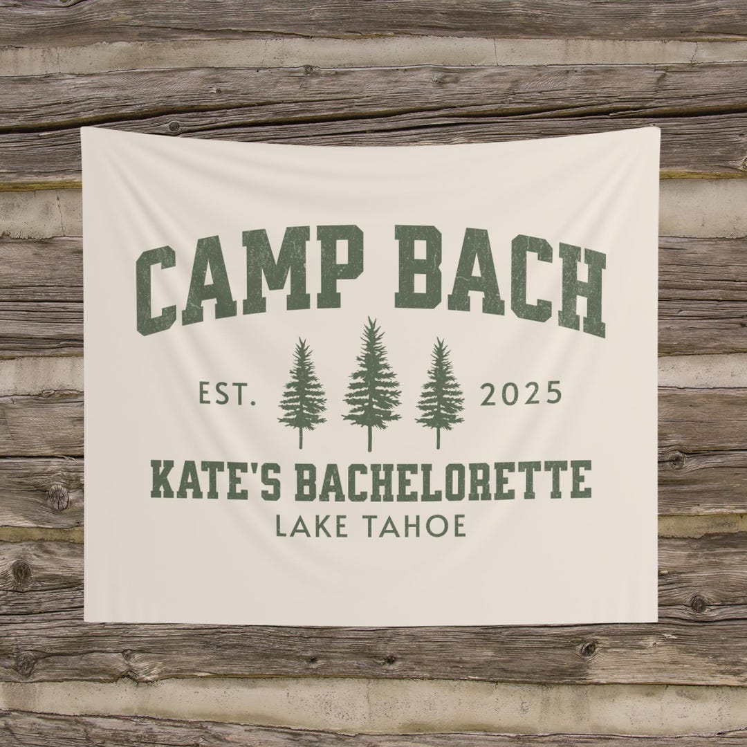 Camp Bach Flag, Camp Bachelorette Banner Tapestry, Glamping ...