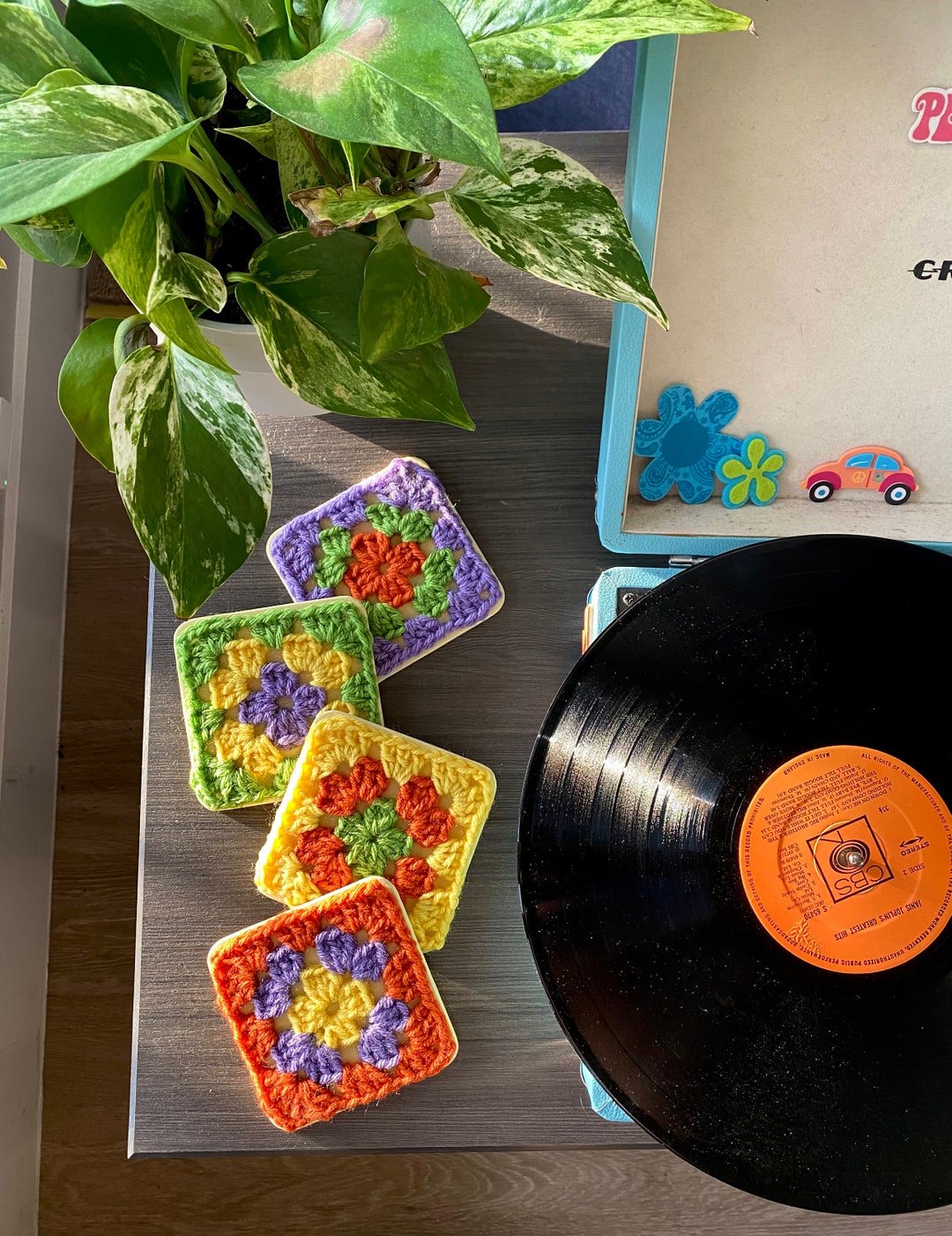 Granny Square Coaster Set - Etsy