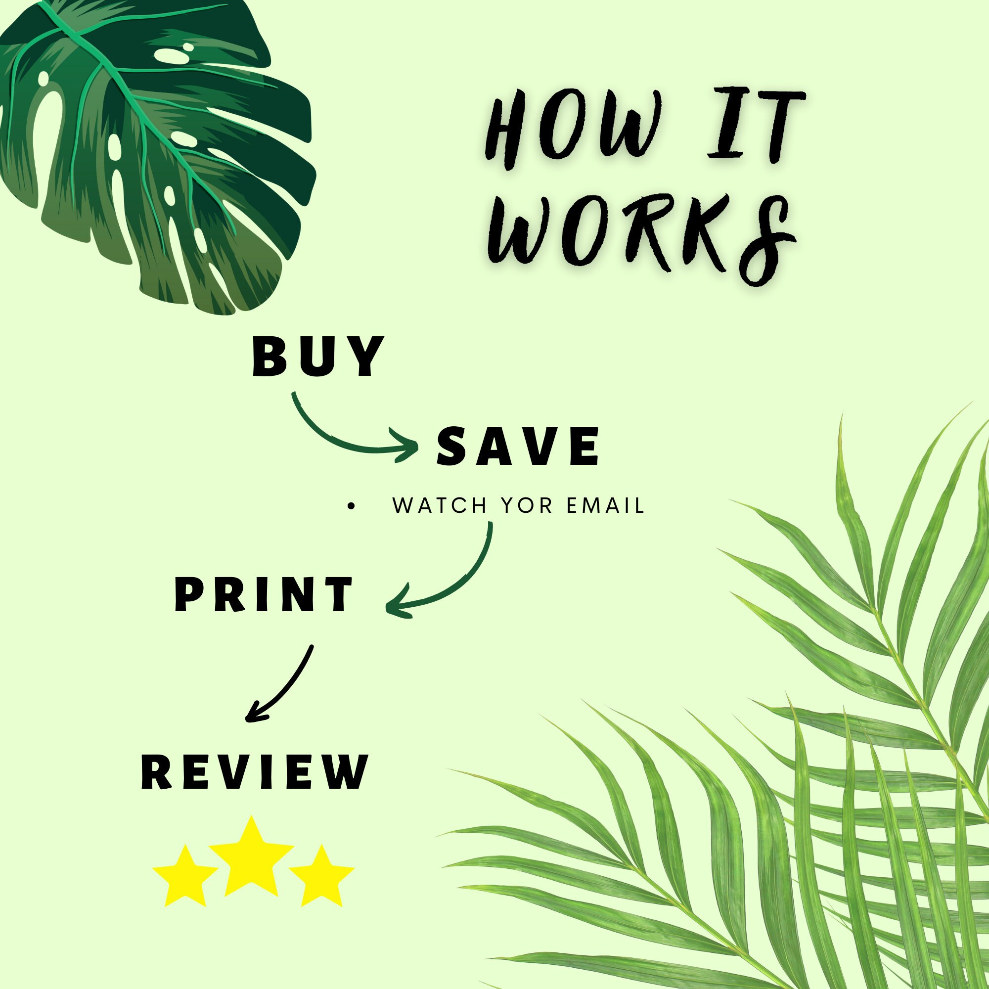 Palm Perfection: Printable June Calendar With Leafy Green Elegance - Etsy