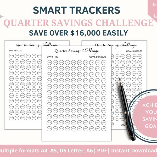 Savings Challenge Printable - Etsy