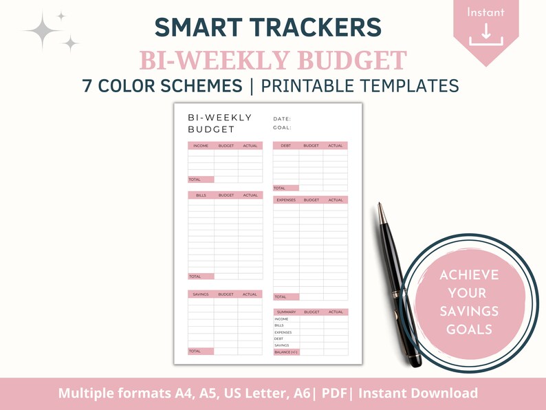 BI-WEEKLY BUDGET Printable Template - Paycheck Budget Printable, Budget ...