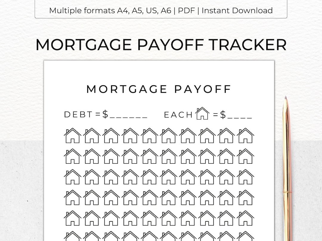 MORTGAGE PAYOFF TRACKER Printable - Mortgage Sink, Pay off the House ...