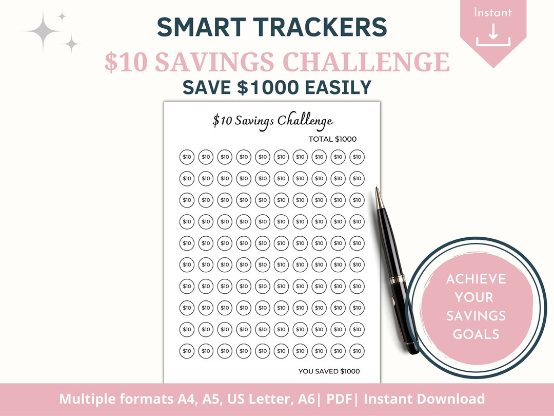 10 DOLLAR BILL CHALLENGE - Money Savings Challenge, Savings Tracker ...
