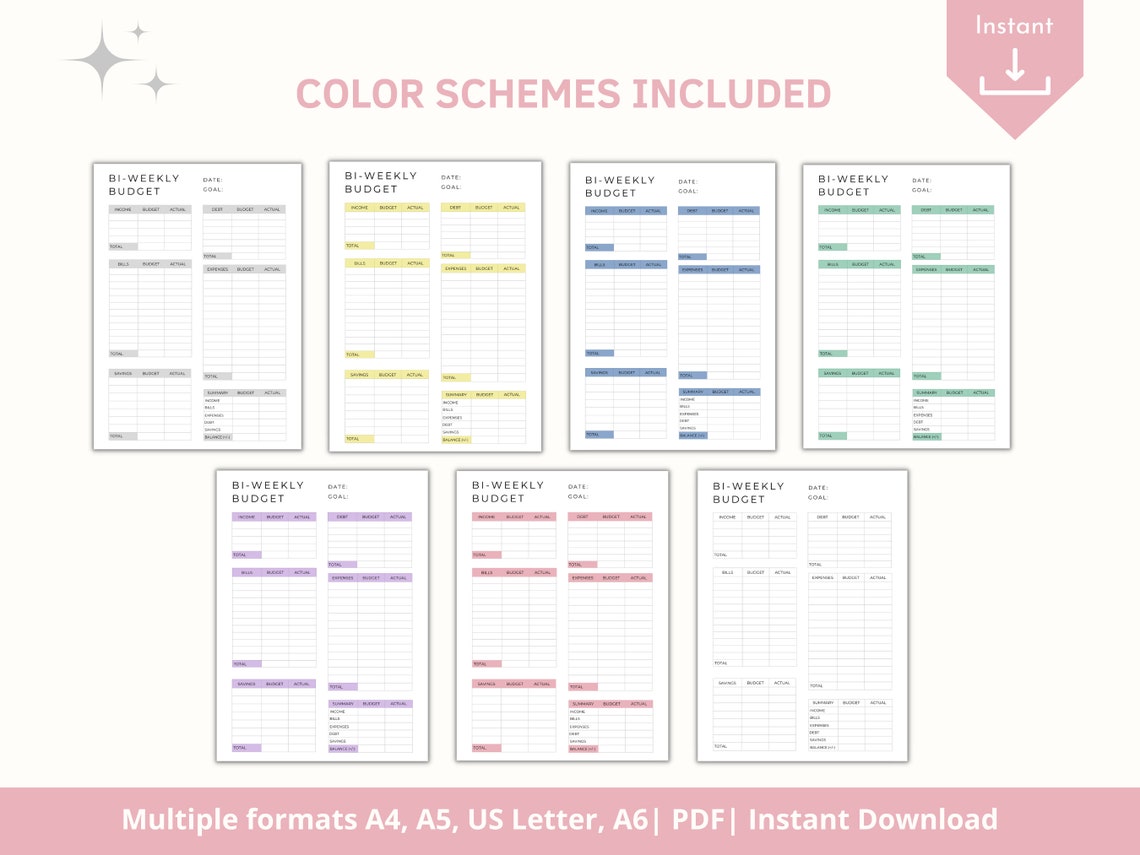 BI-WEEKLY BUDGET Printable Template Paycheck Budget - Etsy