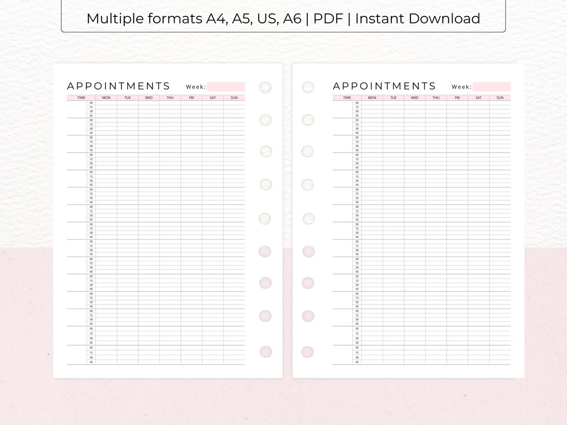 APPOINTMENT TRACKER Printable 15 Min Interval Appointment Planner ...