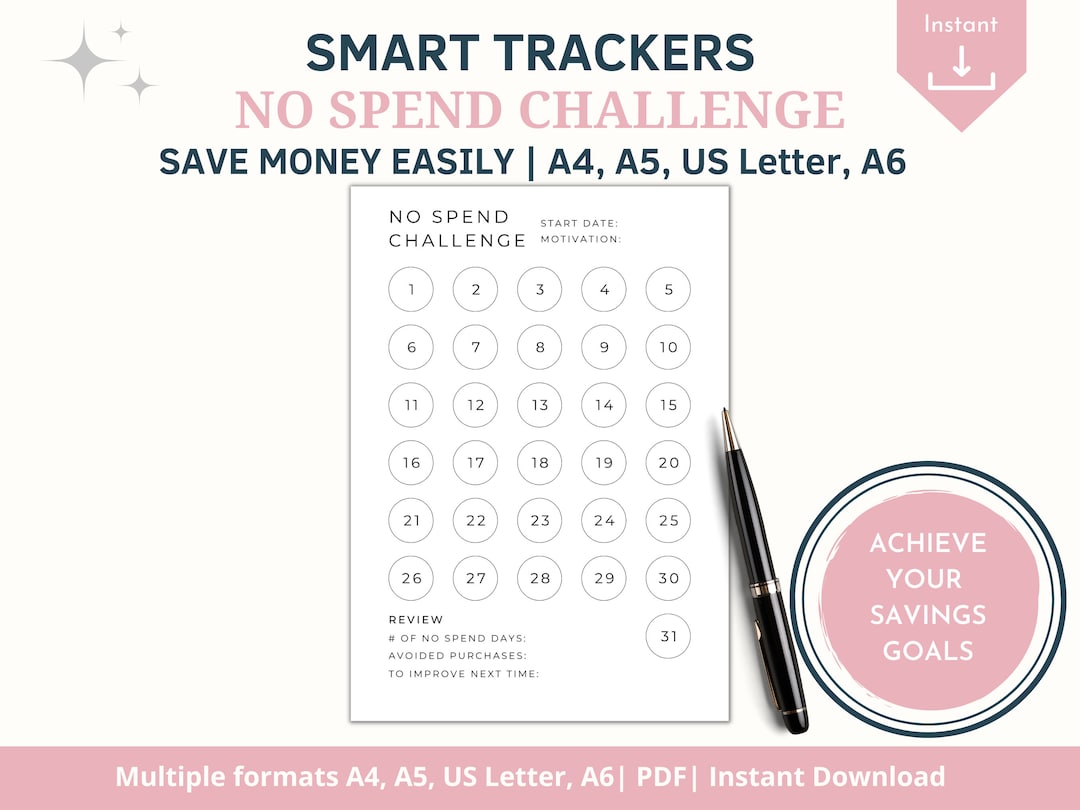 NO-SPEND CHALLENGE Template Printable - No Spend Tracker, No Spend ...