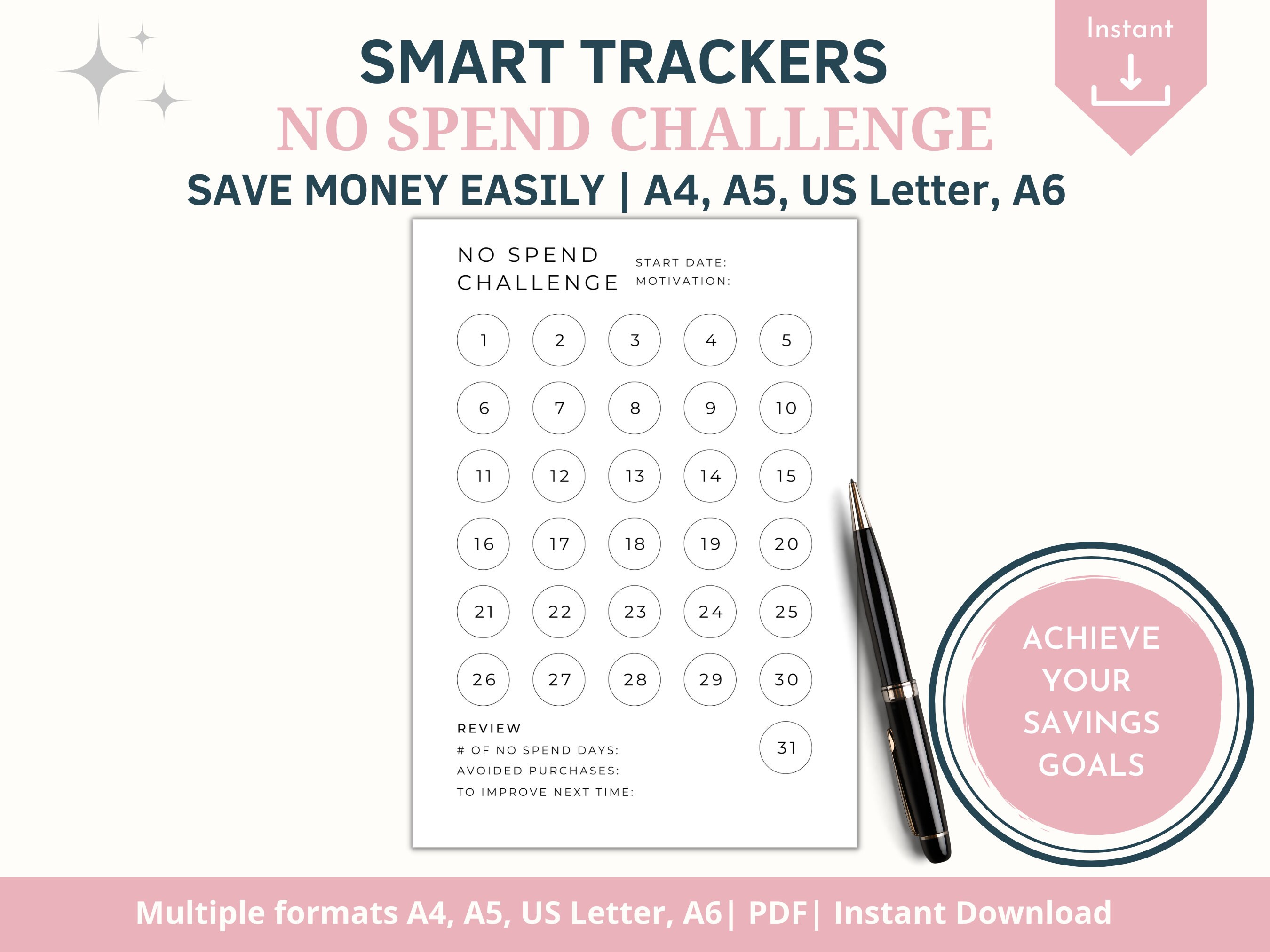 NO-SPEND CHALLENGE Template Printable No Spend Tracker, No Spend Month ...