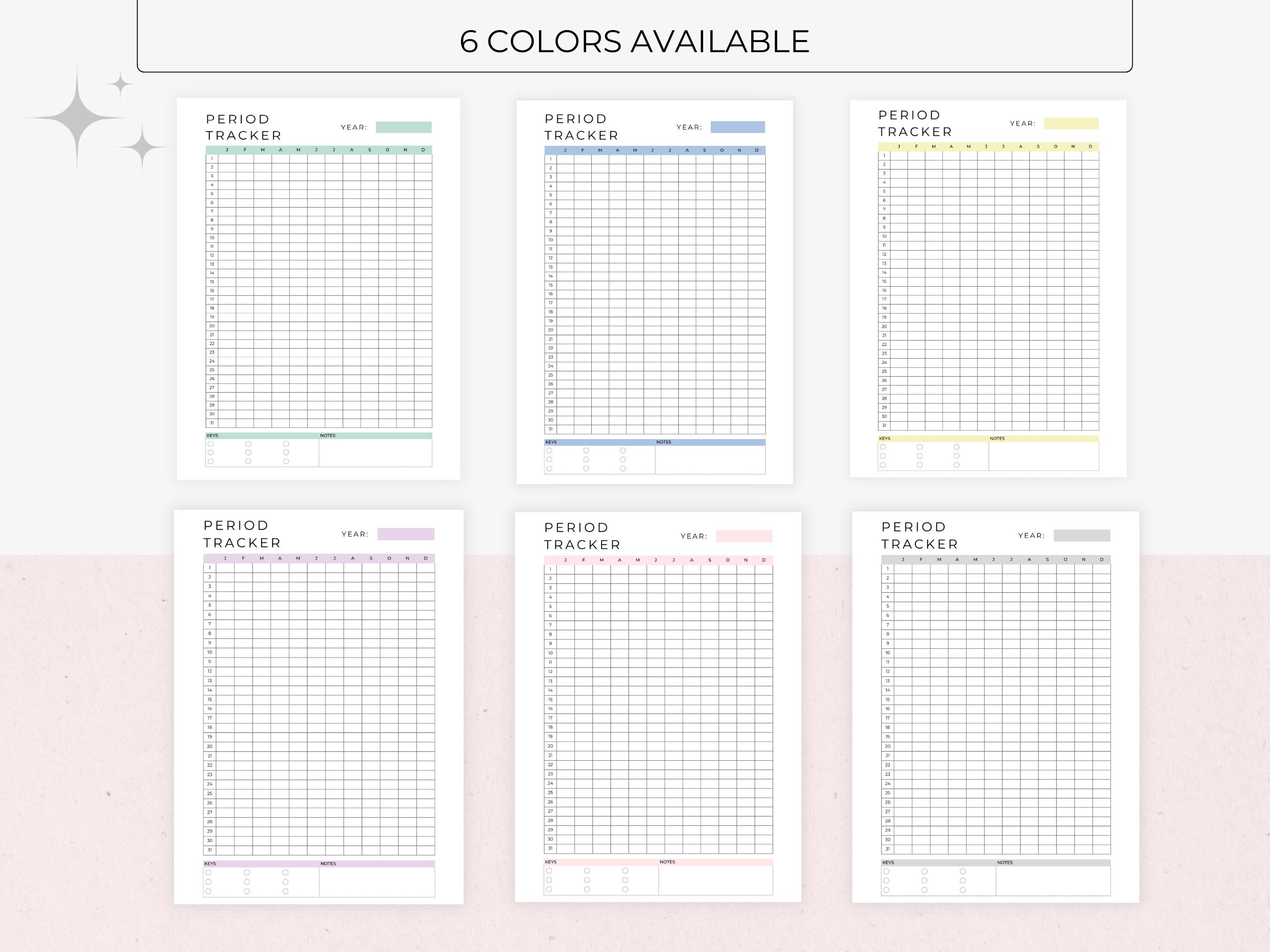 PERIOD TRACKER Printable Cycle Tracker, Yearly Period Log, Period ...