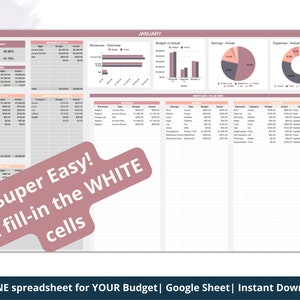 MONTHLY BUDGET Smart Spreadsheet | Google Sheet | Monthly Budget ...