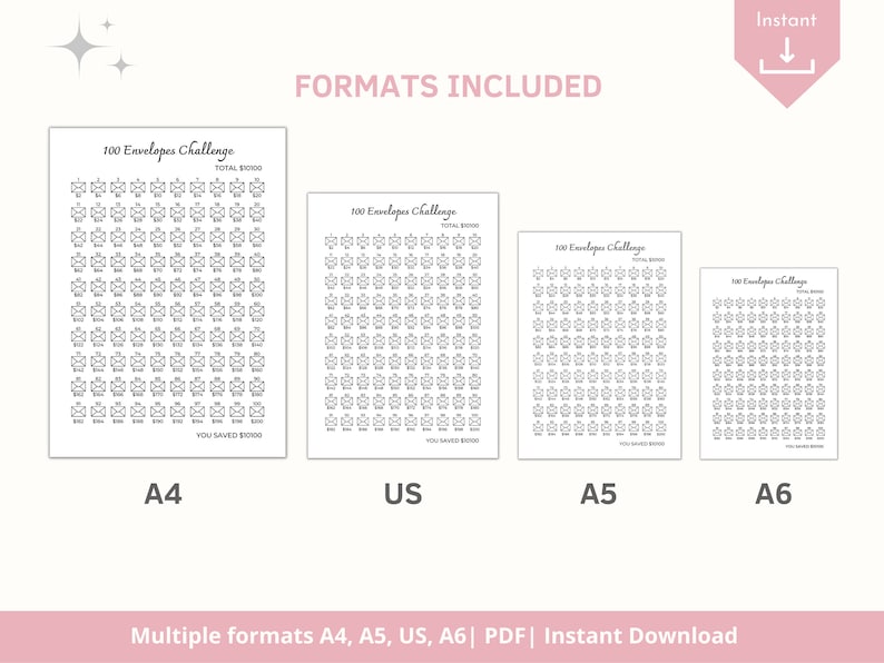100 ENVELOPE CHALLENGE Printable Money Savings Challenge - Etsy