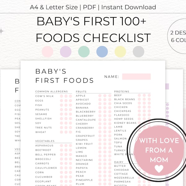 100 First Foods Checklist Printable - Etsy UK