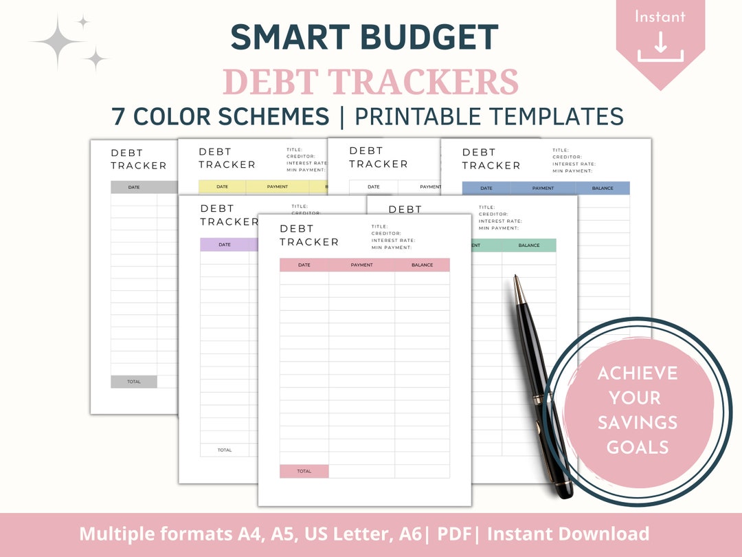 DEBT TRACKERS Template Printable - Debt Payoff Log, Debt Planner, Debt ...