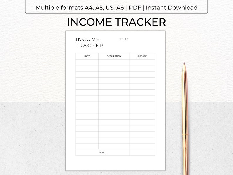 INCOME TRACKER Printable - Revenue Tracker, Income Log, Income Recorder ...