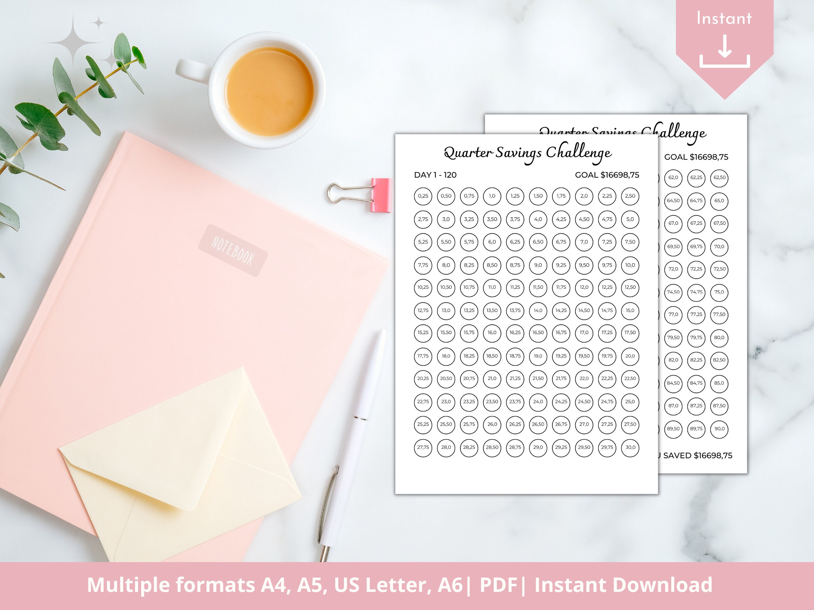 QUARTER SAVINGS CHALLENGE Money Savings Challenge, 365 Days Savings ...