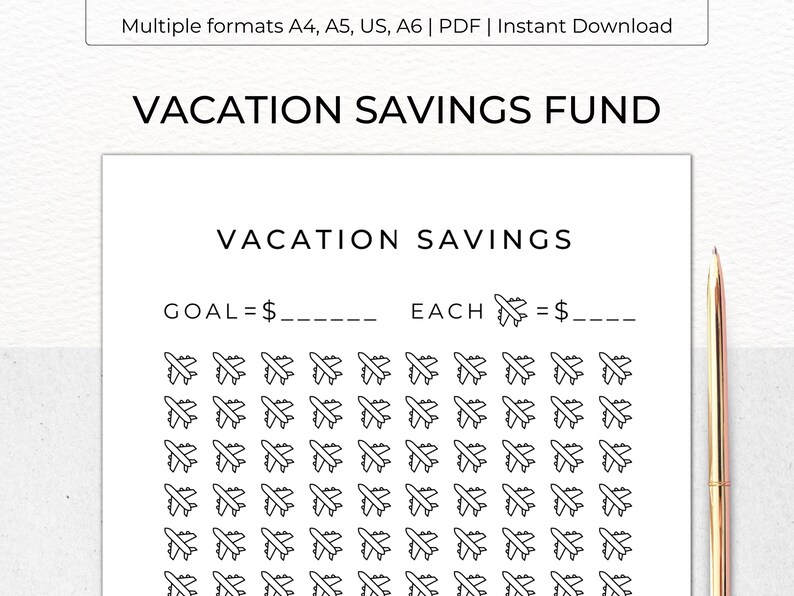 VACATION SAVINGS FUND Tracker Printable - Vacations Savings, Vacations ...