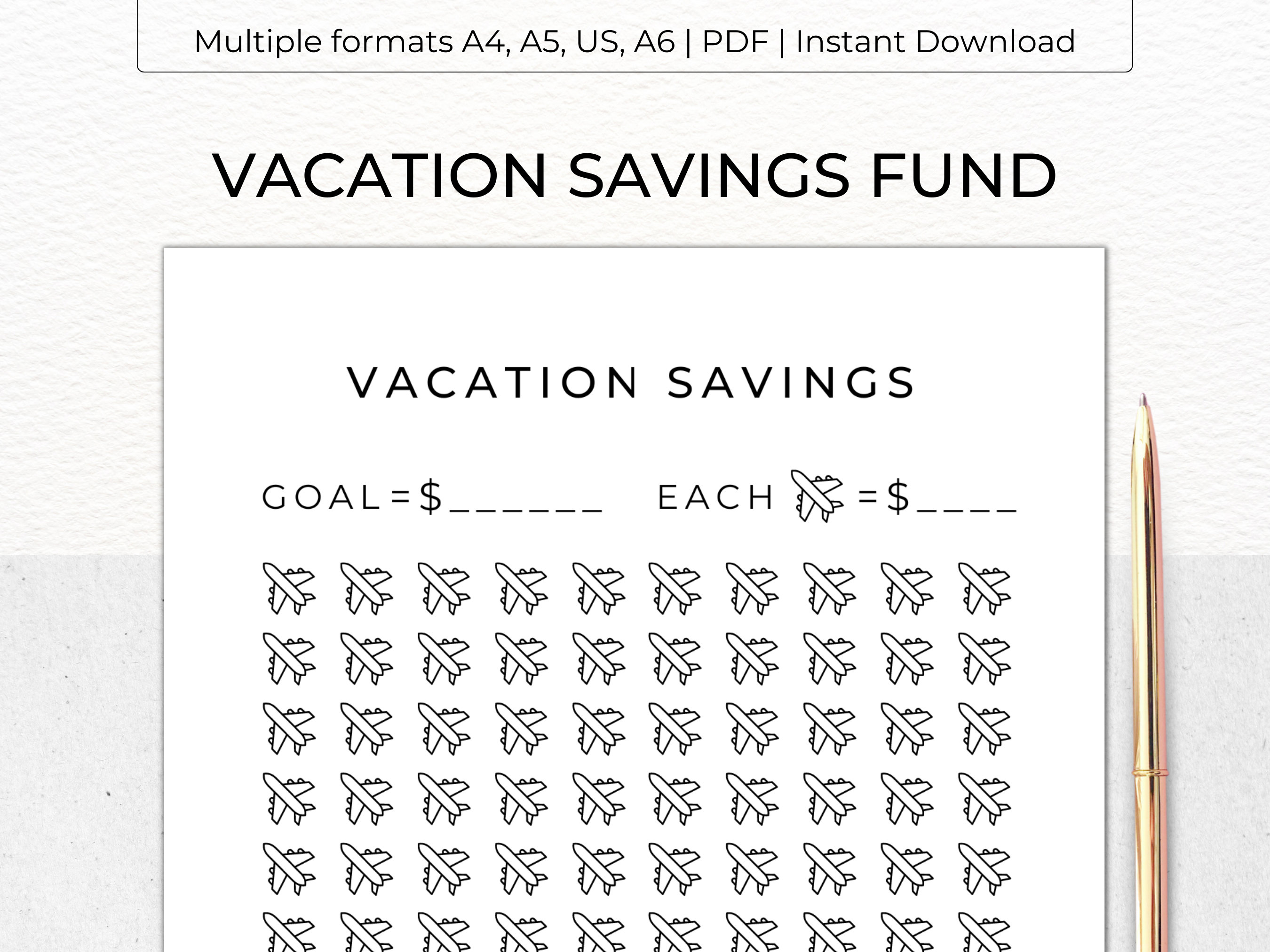 VACATION SAVINGS FUND Tracker Printable - Vacations Savings, Vacations ...