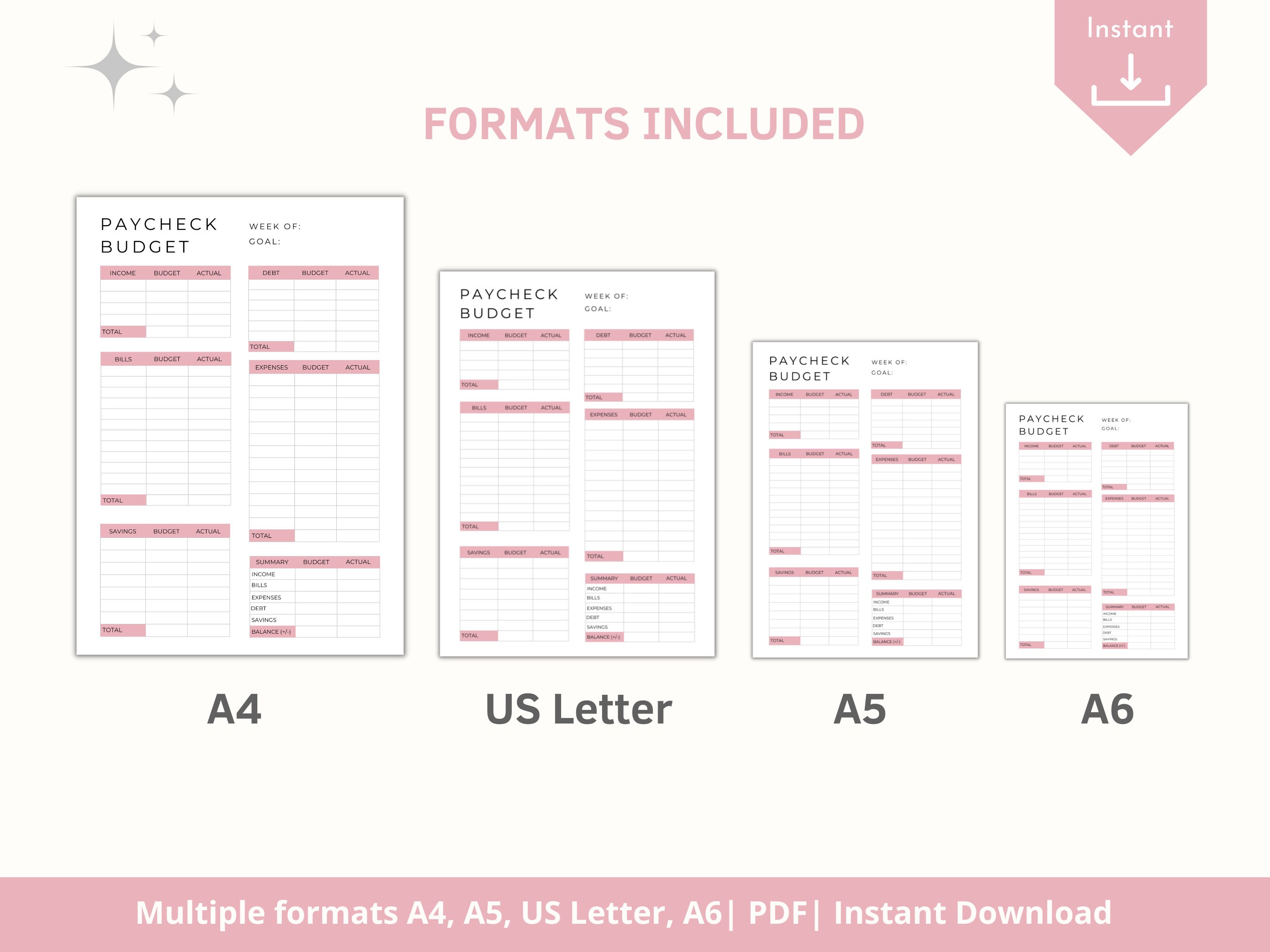 WEEKLY BUDGET Template Printable - PAYCHECK Budget Printable, Budget ...