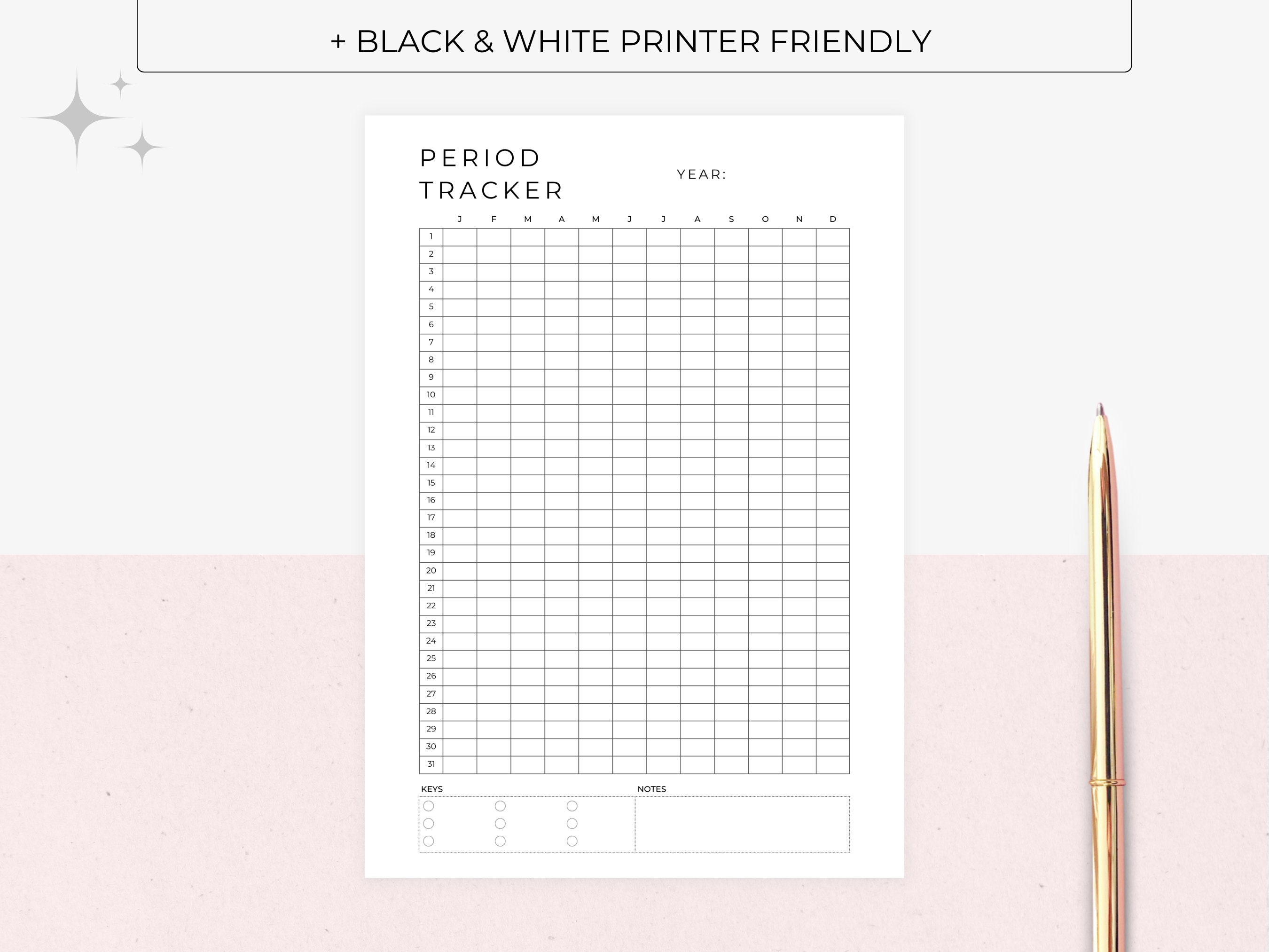 PERIOD TRACKER Printable Cycle Tracker, Yearly Period Log, Period ...
