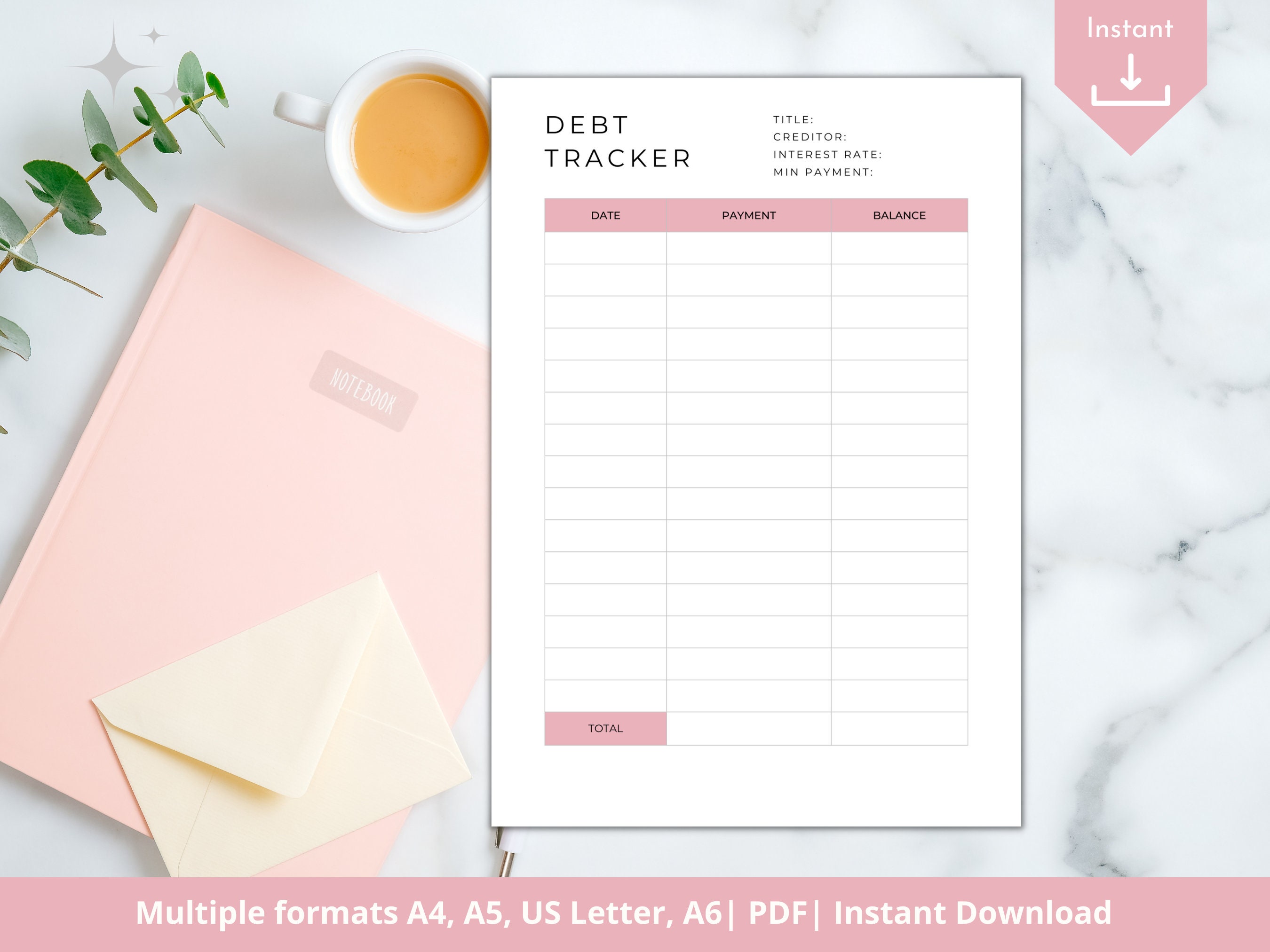 DEBT TRACKERS Template Printable Debt Payoff Log, Debt Planner, Debt ...