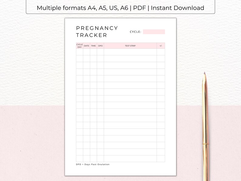 PREGNANCY HGC TRACKER Printable - Fertility Tracker, Pregnancy Line ...