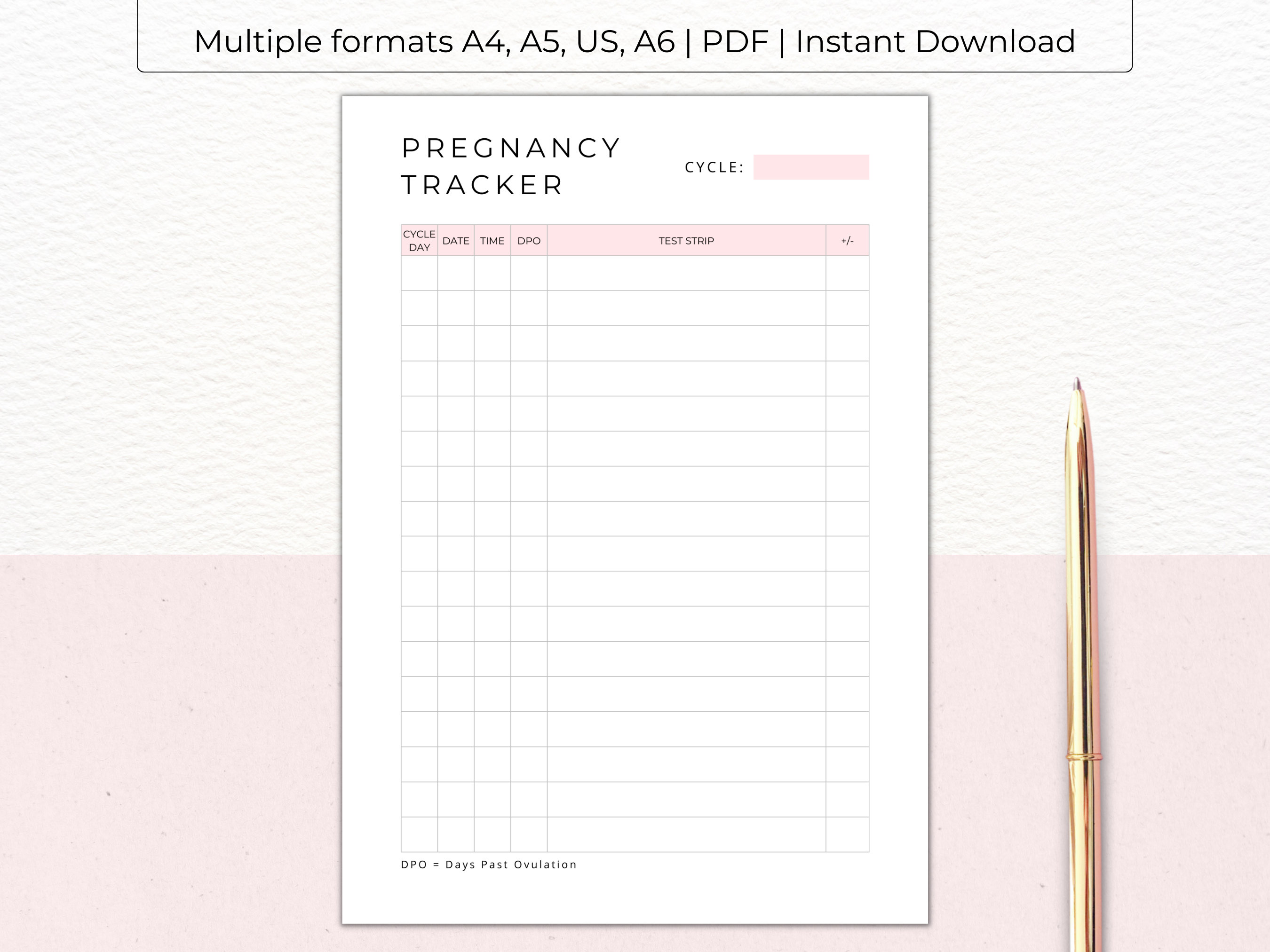 PREGNANCY HGC TRACKER Printable - Fertility Tracker, Pregnancy Line ...