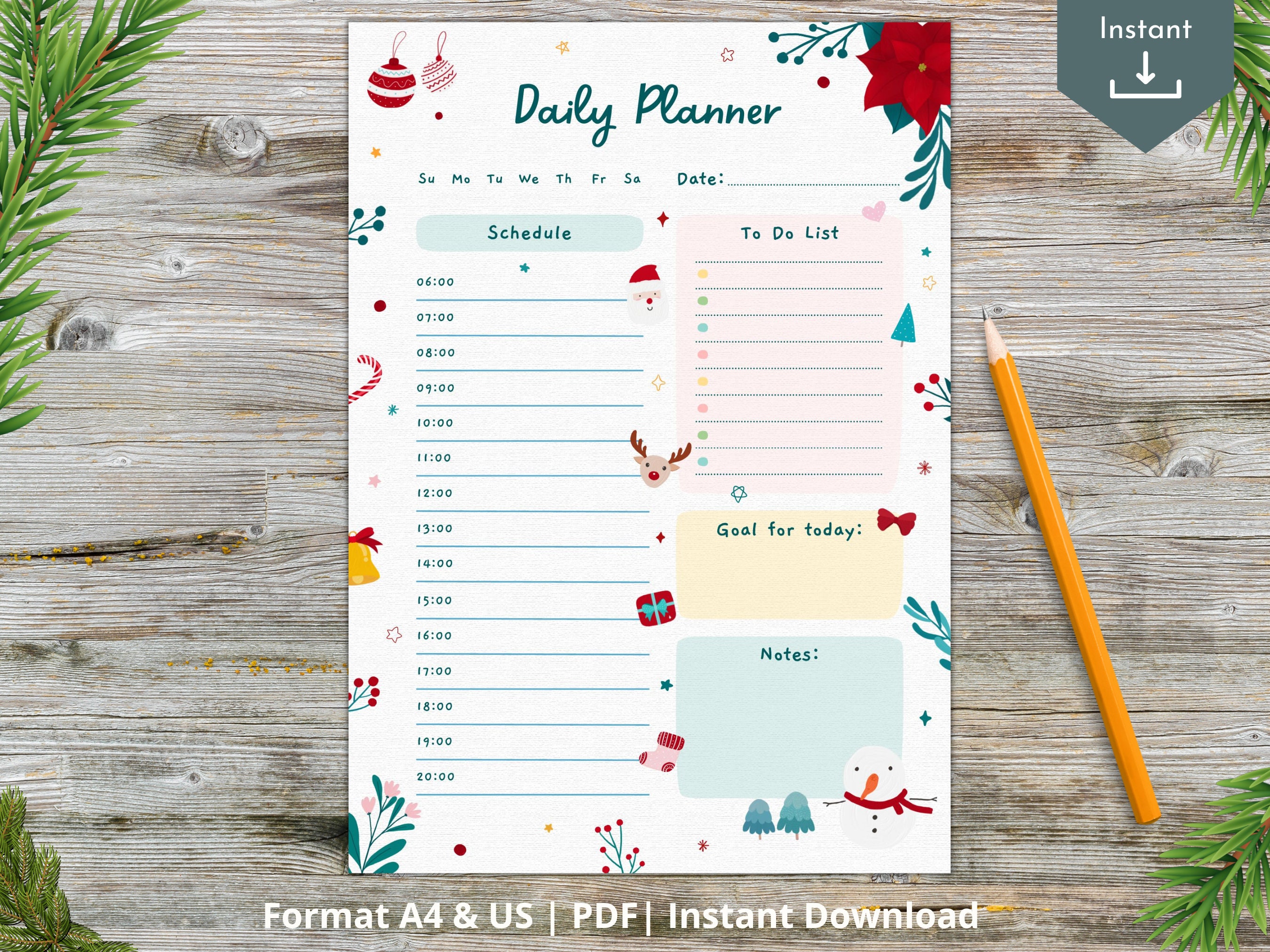 CHRISTMAS DAILY PLANNER - Printable Christmas Planner, Daily Xmas ...