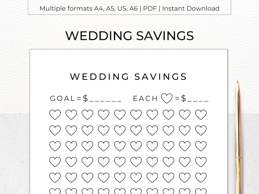 WEDDING SAVINGS FUND Tracker Printable - Wedding Savings, Wedding Fund ...