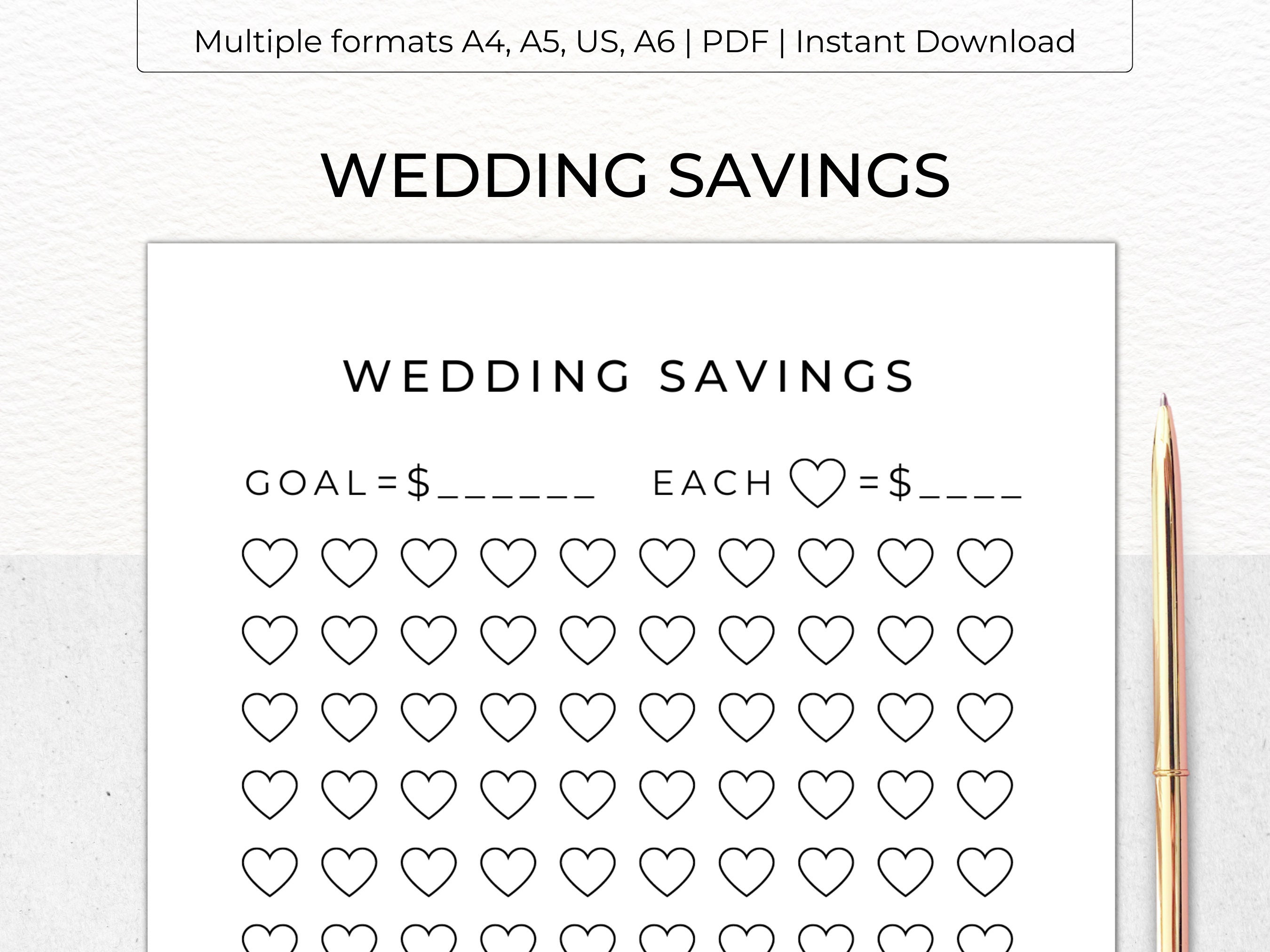 WEDDING SAVINGS FUND Tracker Printable - Wedding Savings, Wedding Fund ...