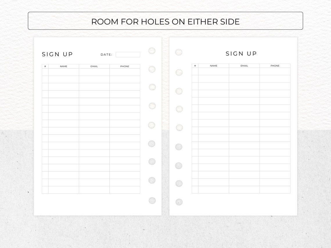 SIGN UP SHEET Template Printable - Email Sign up Form, School Sign up ...