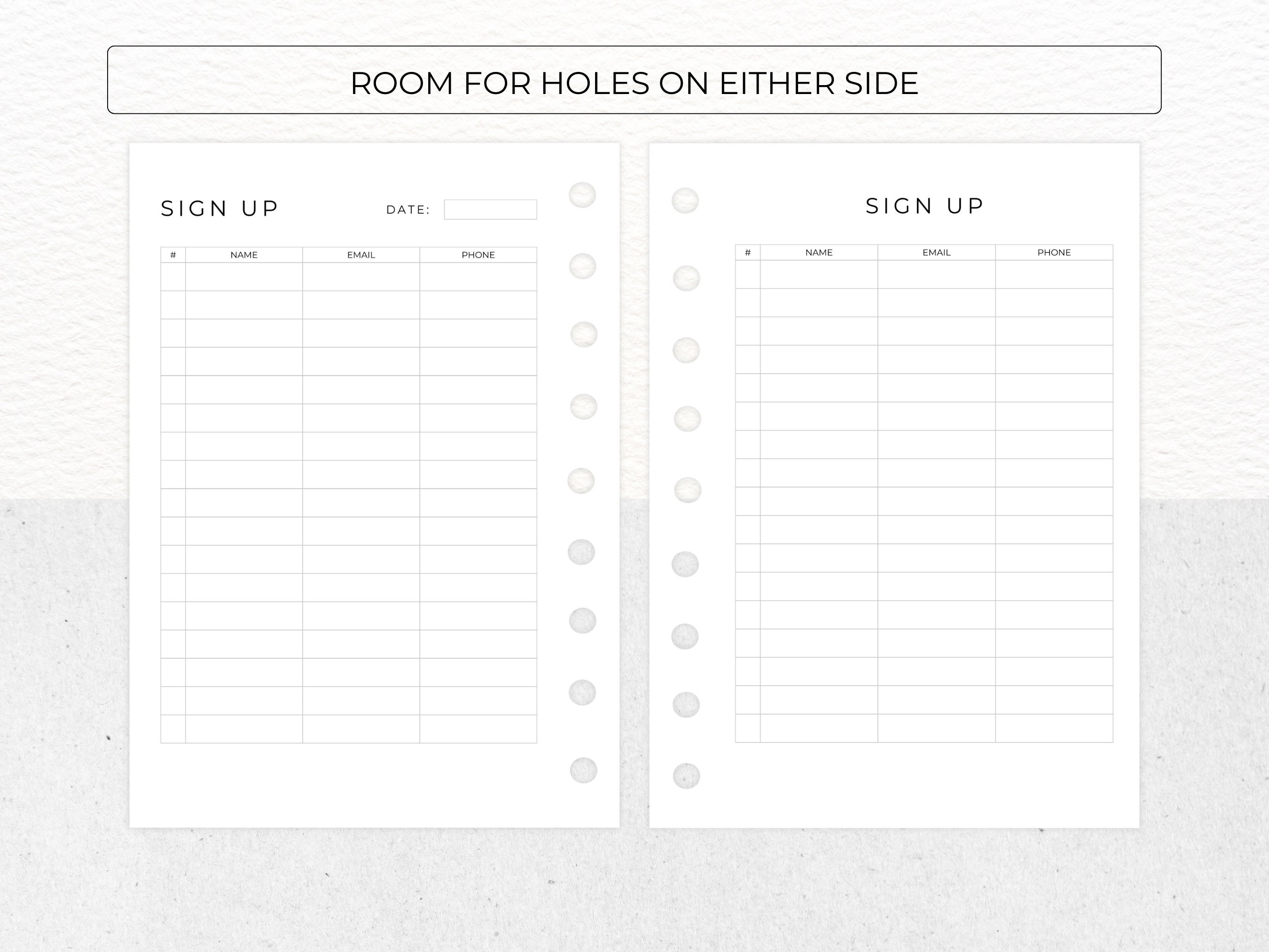 SIGN UP SHEET Template Printable - Email Sign up Form, School Sign up ...