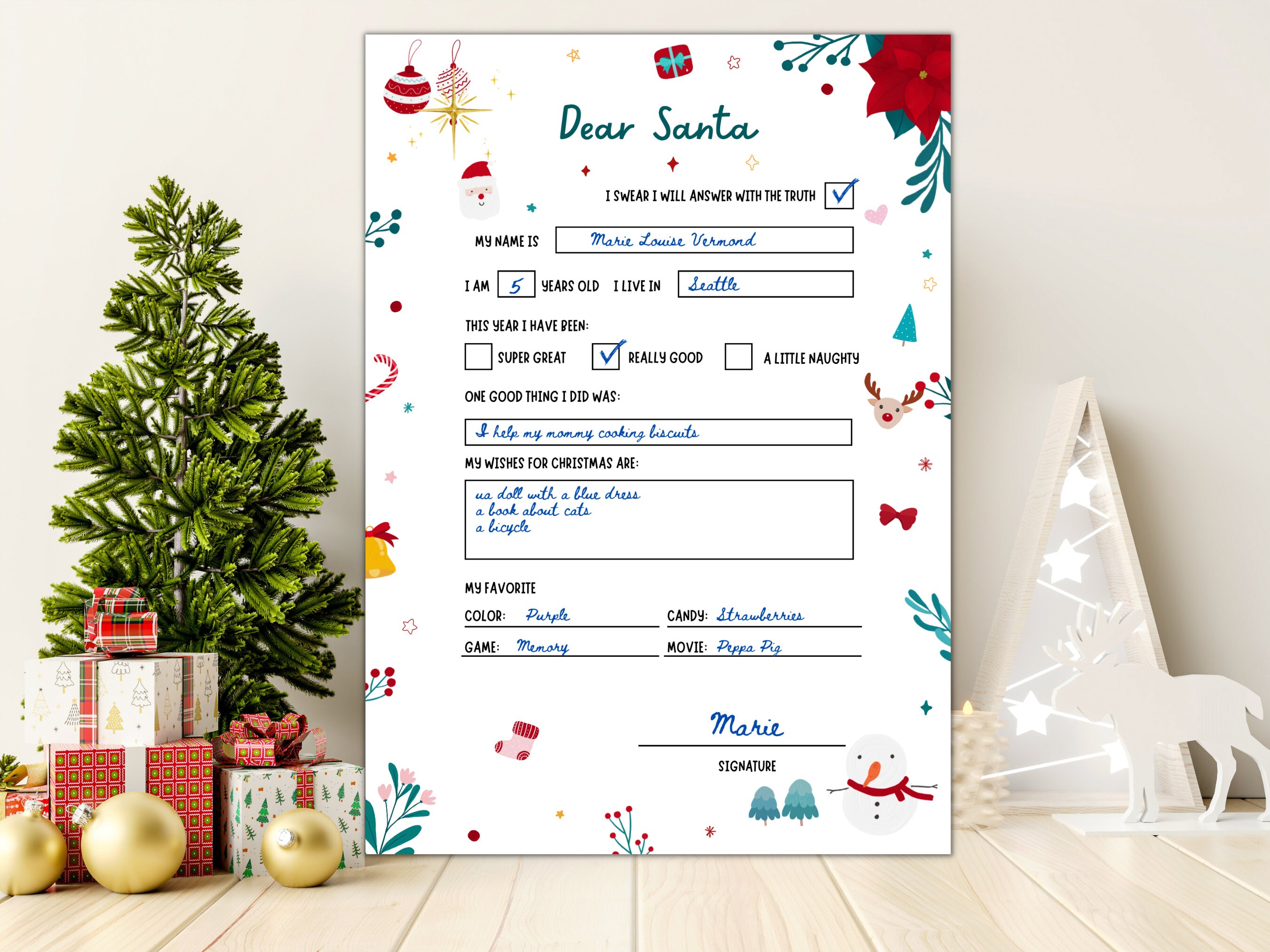 CHRISTMAS WISH LIST for Kids - Printable Holidays Wish, Dear Santa ...