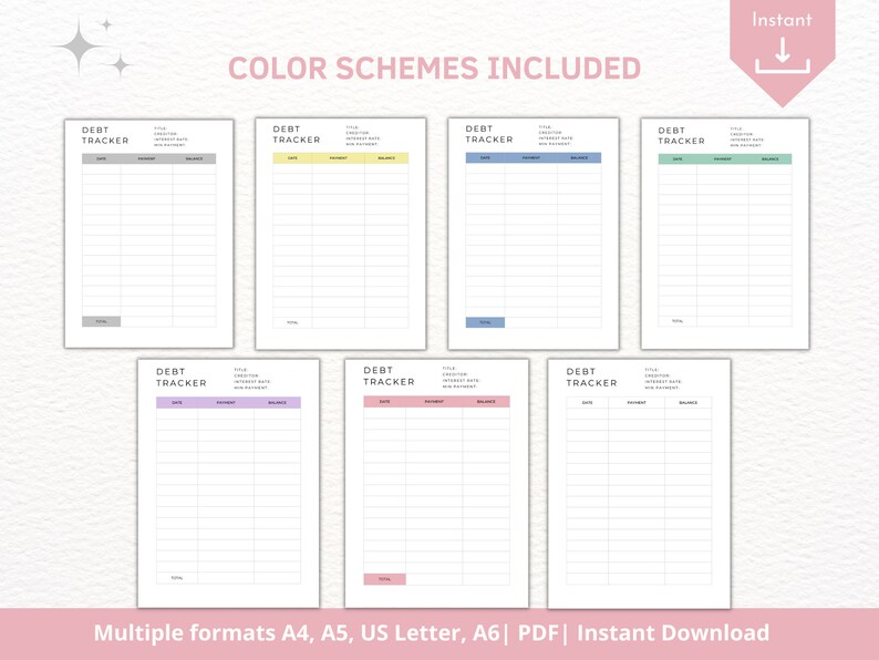DEBT TRACKERS Template Printable Debt Payoff Log, Debt Planner, Debt ...