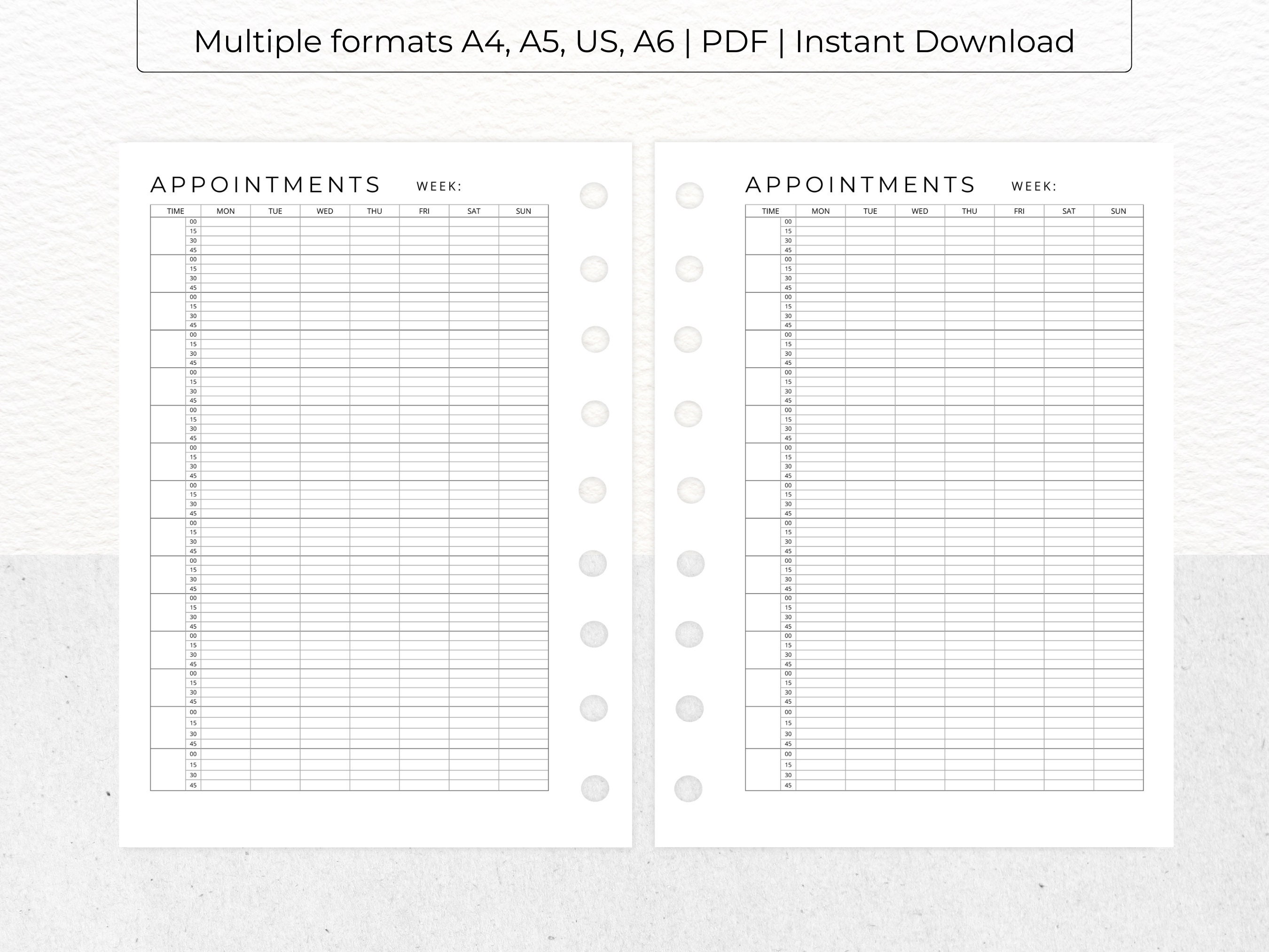 APPOINTMENT TRACKER Printable 15 Min Interval Appointment Planner ...