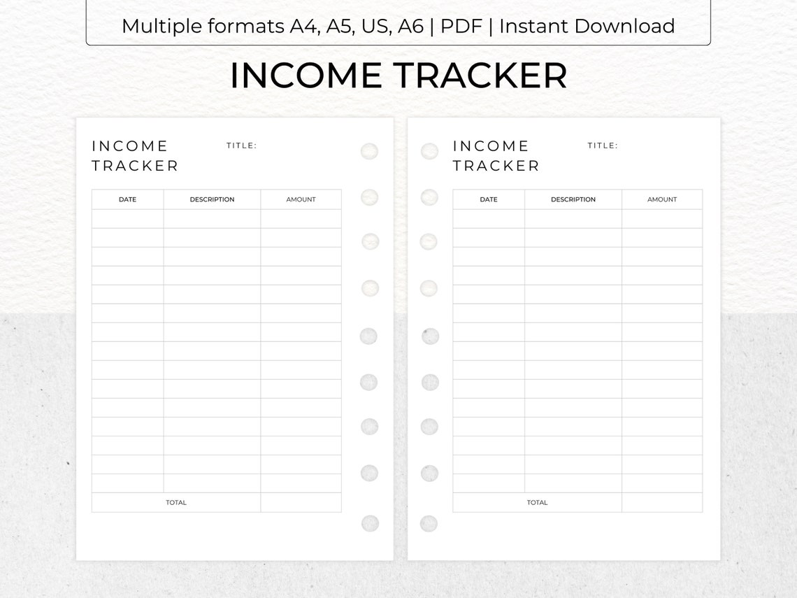 INCOME TRACKER Printable - Revenue Tracker, Income Log, Income Recorder ...