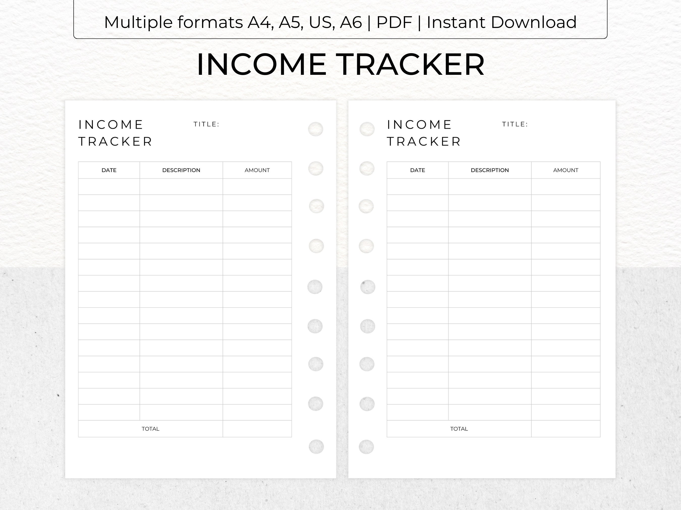INCOME TRACKER Printable - Revenue Tracker, Income Log, Income Recorder ...