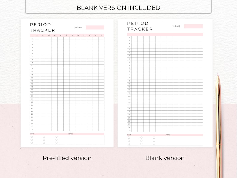 PERIOD TRACKER Printable - Cycle Tracker, Yearly Period Log, Period ...