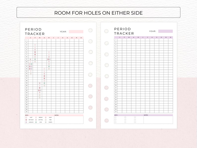 PERIOD TRACKER Printable Cycle Tracker, Yearly Period Log, Period ...