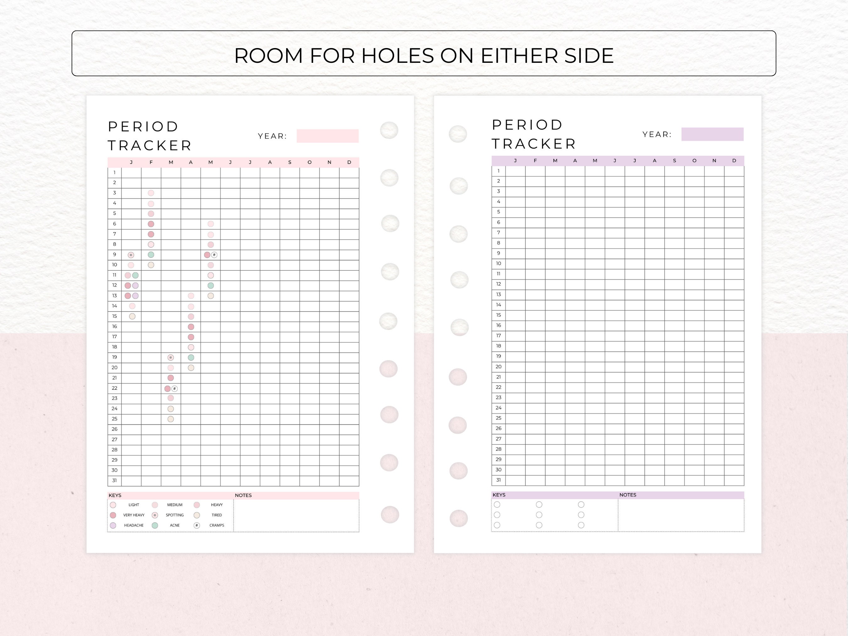 PERIOD TRACKER Printable Cycle Tracker, Yearly Period Log, Period ...