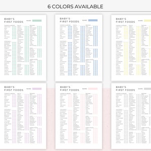 Baby's FIRST FOOD Checklist Printable Baby First 100 Foods, Baby Food ...