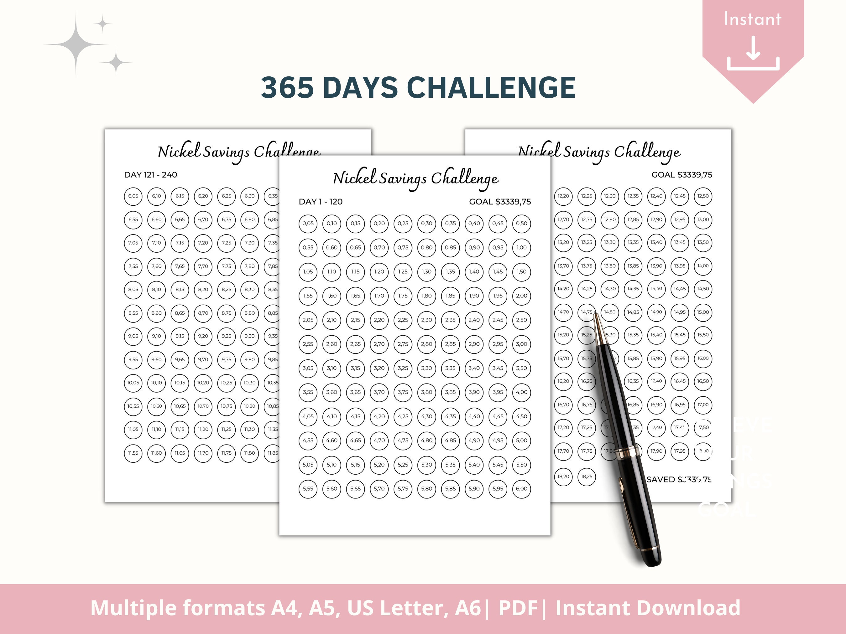 NICKEL SAVINGS CHALLENGE - Money Savings Challenge, 365 Days Savings ...